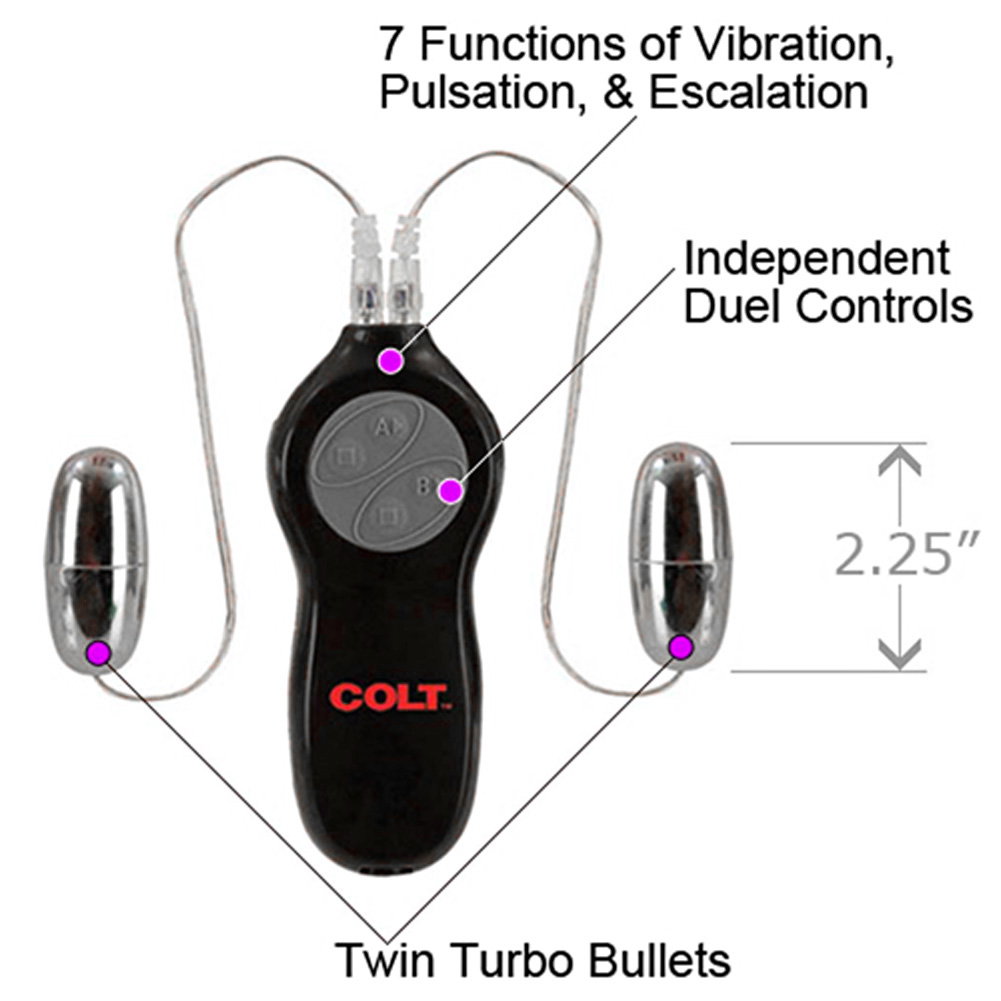 COLT 7 Function Twin Turbo Vibrating Bullets, 2.25", Silver - dearlady.us