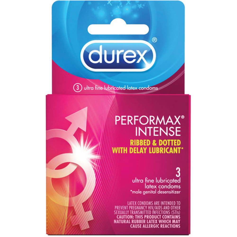 Durex Performax Intense Ribbed and Dotted with Delay Lubricant Condoms ...