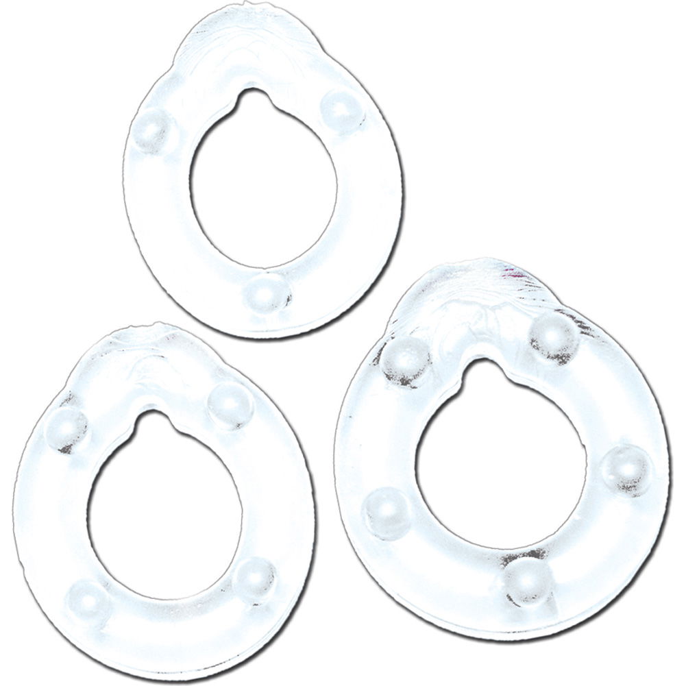 All American Triple Rings Silicone Penis Ring Set, Clear - dearlady.us