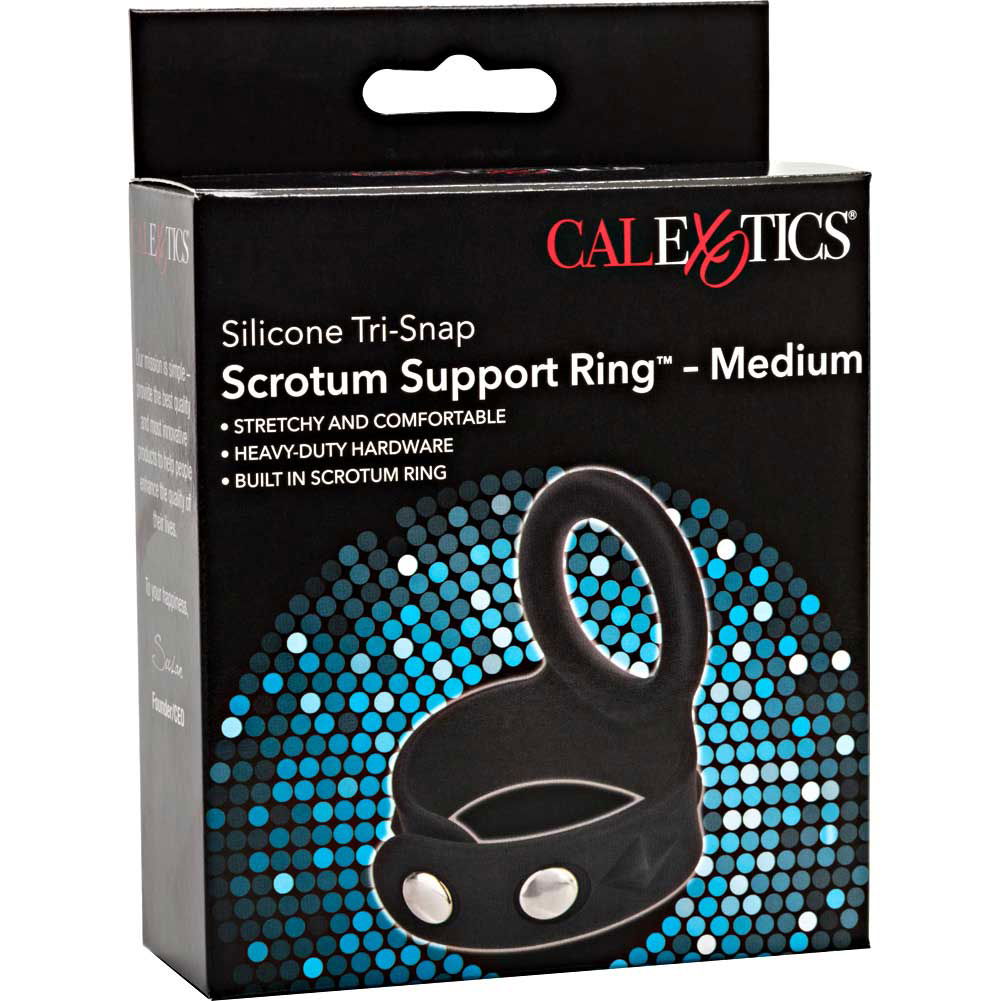 Tri Snap Silicone Scrotum Support Ring, 1.25", Black - dearlady.us