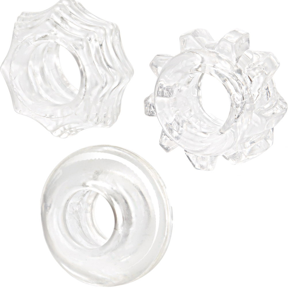 CalExotics Reversible Penis Ring Set Pack of 3, Crystal Clear - dearlady.us