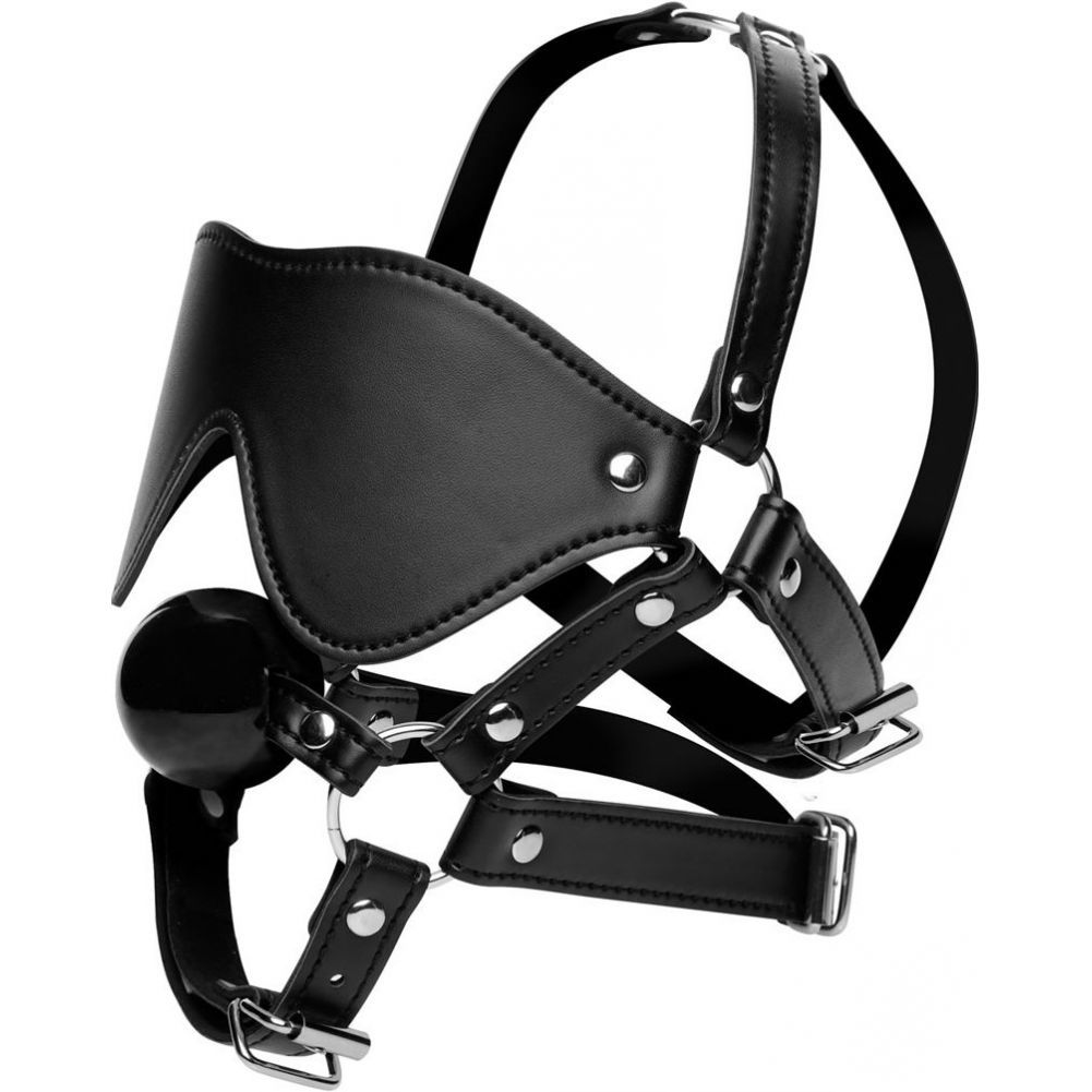 Strict Blindfold Harness And Ball Gag Black