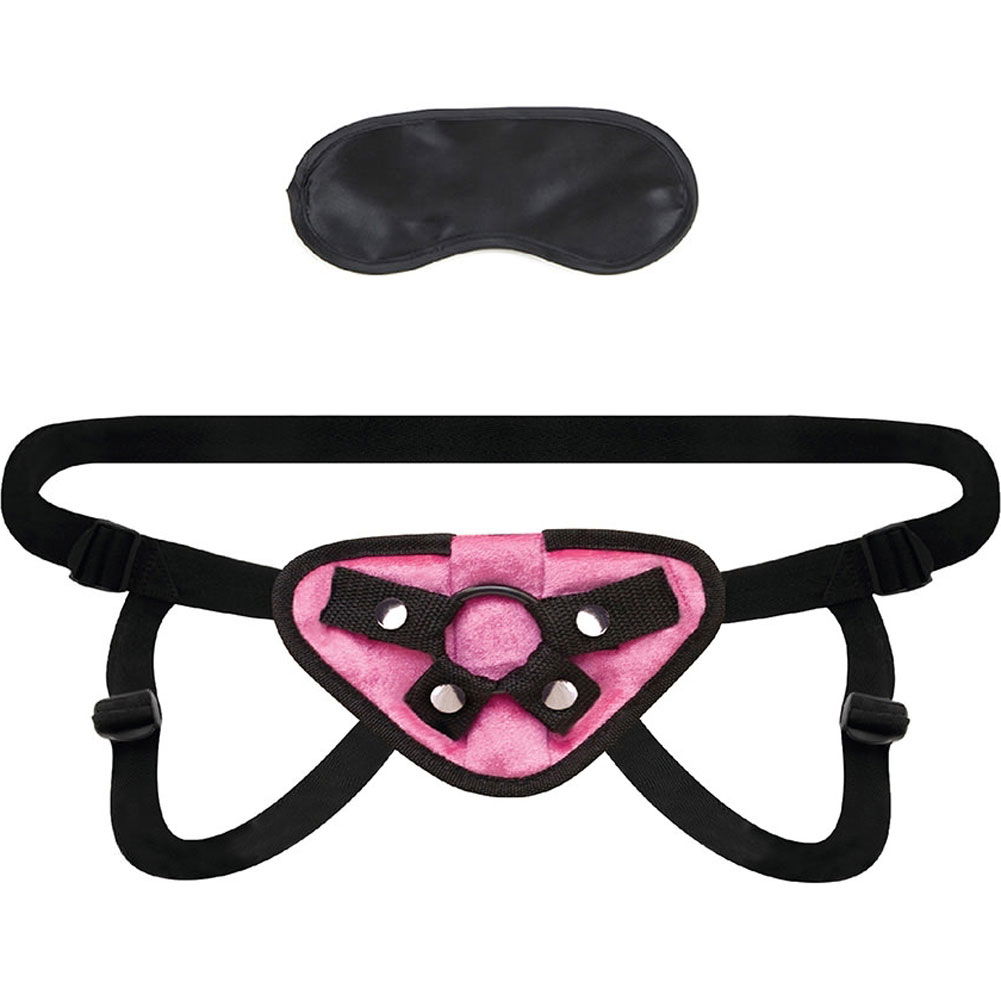 Lux Fetish Pink Velvet Strap-On Harness, One Size, Pink/Black - dearlady.us