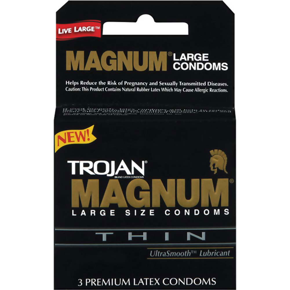 Trojan Magnum Thin Large Size Condoms with UltraSmooth Lubricant, 3 ...