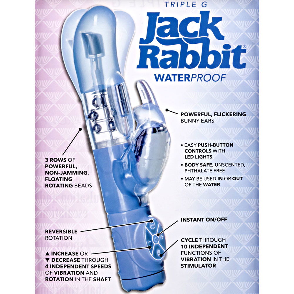 CalExotics Triple G Jack Rabbit Vibrator, 9.5", Blue - dearlady.us