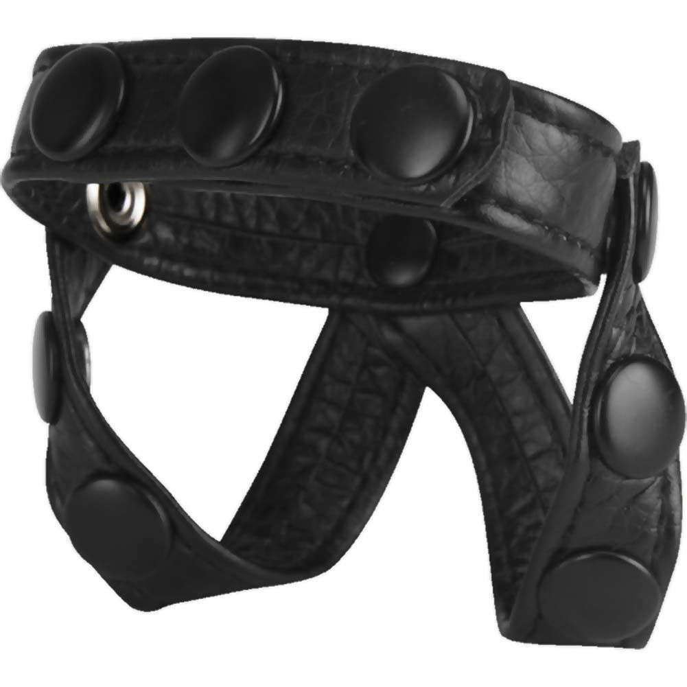 Macho V-Style Penis Ring and Ball Divider, Black - dearlady.us