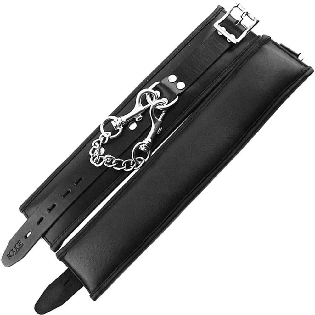 Rouge Padded Leather Ankle Cuffs, Black - dearlady.us