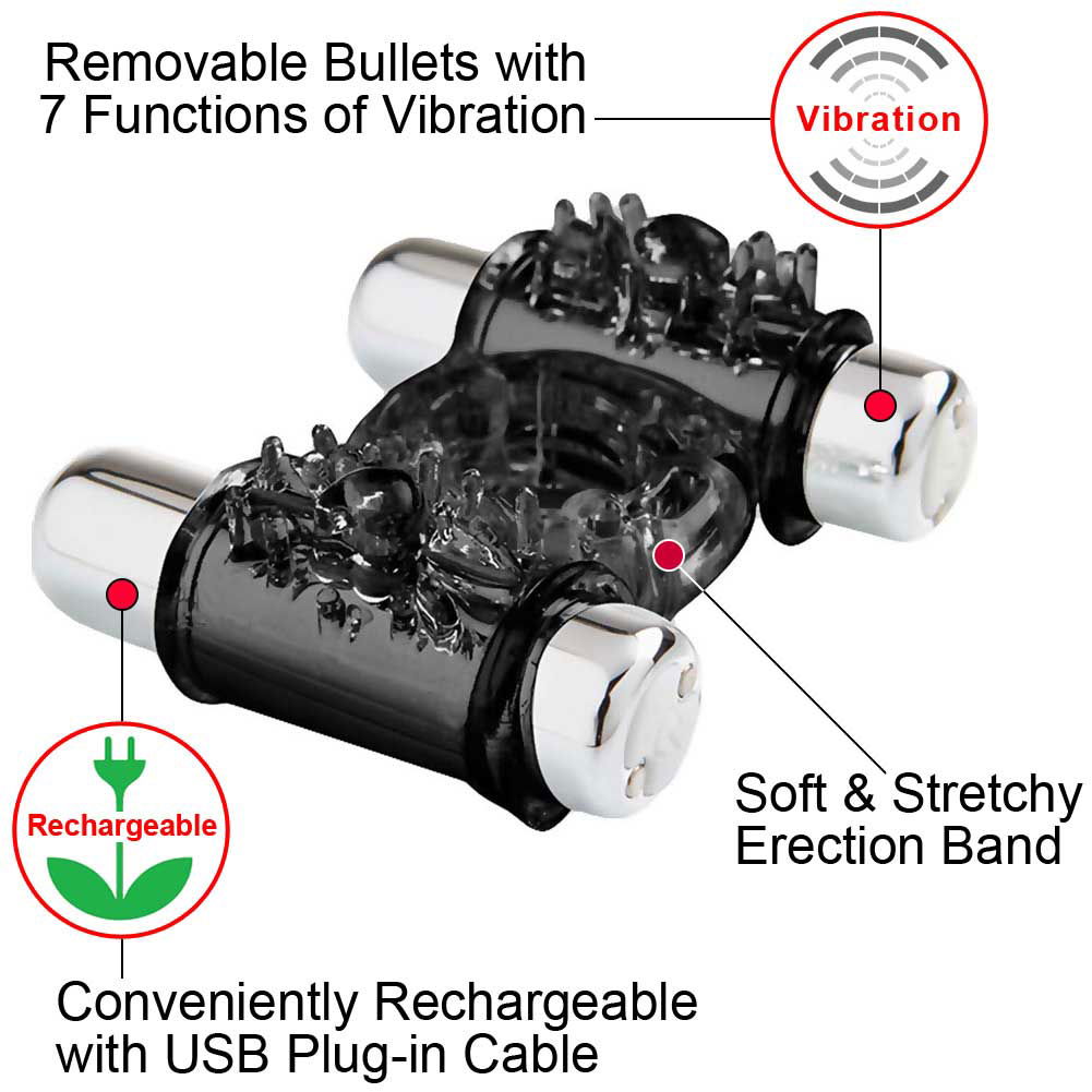 nu Sensuelle Double Action Bullet Ring 7 Function Rechargeable ...