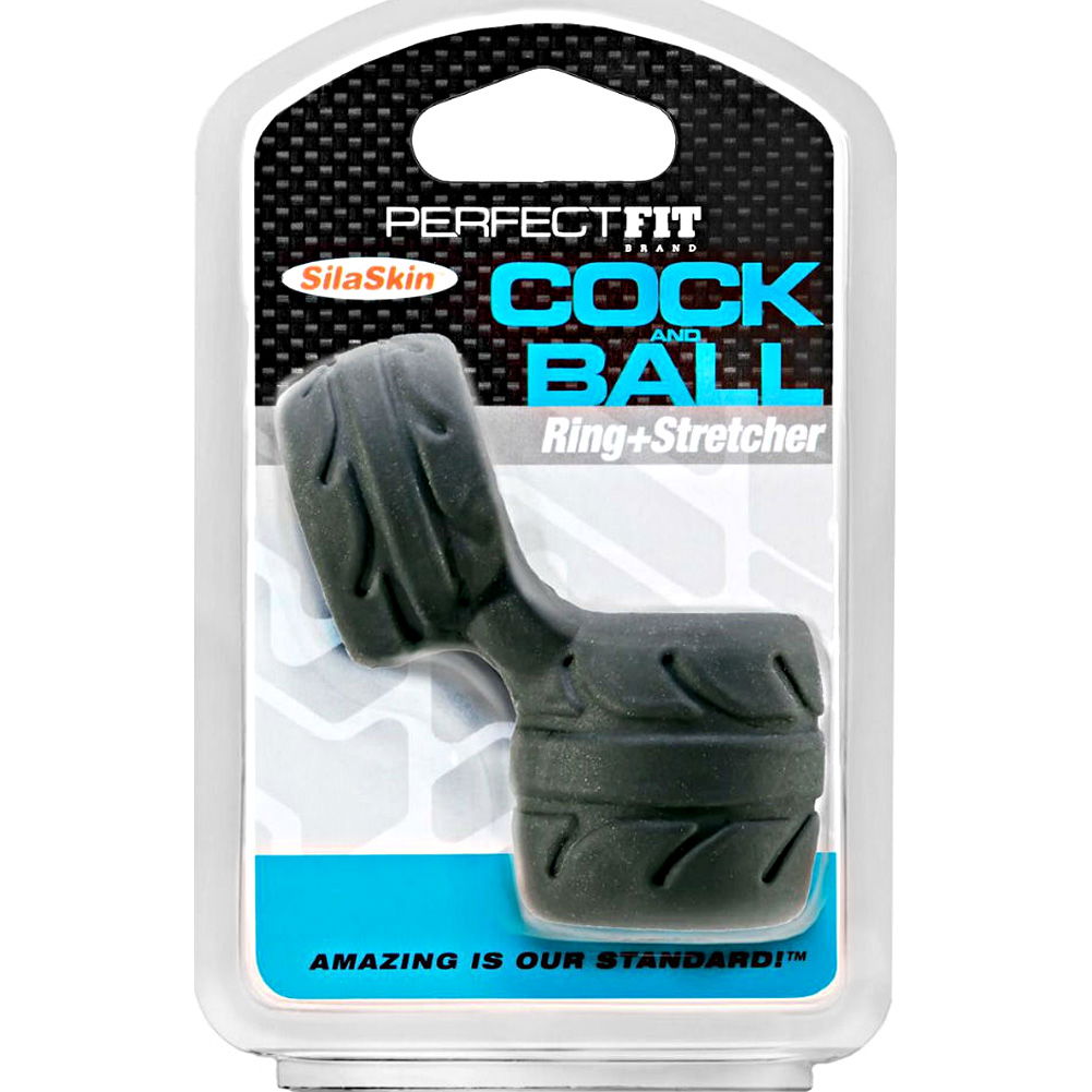 Perfect Fit SilaSkin Penis Ring and Ball Stretcher, Black - dearlady.us