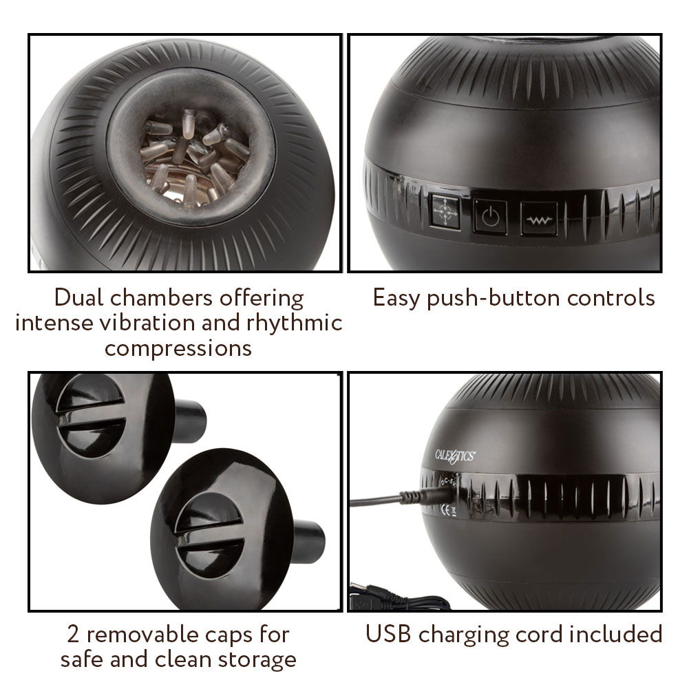 Optimum Power Dual Motor Masturball Rechargeable Vibro Stroker, Black ...