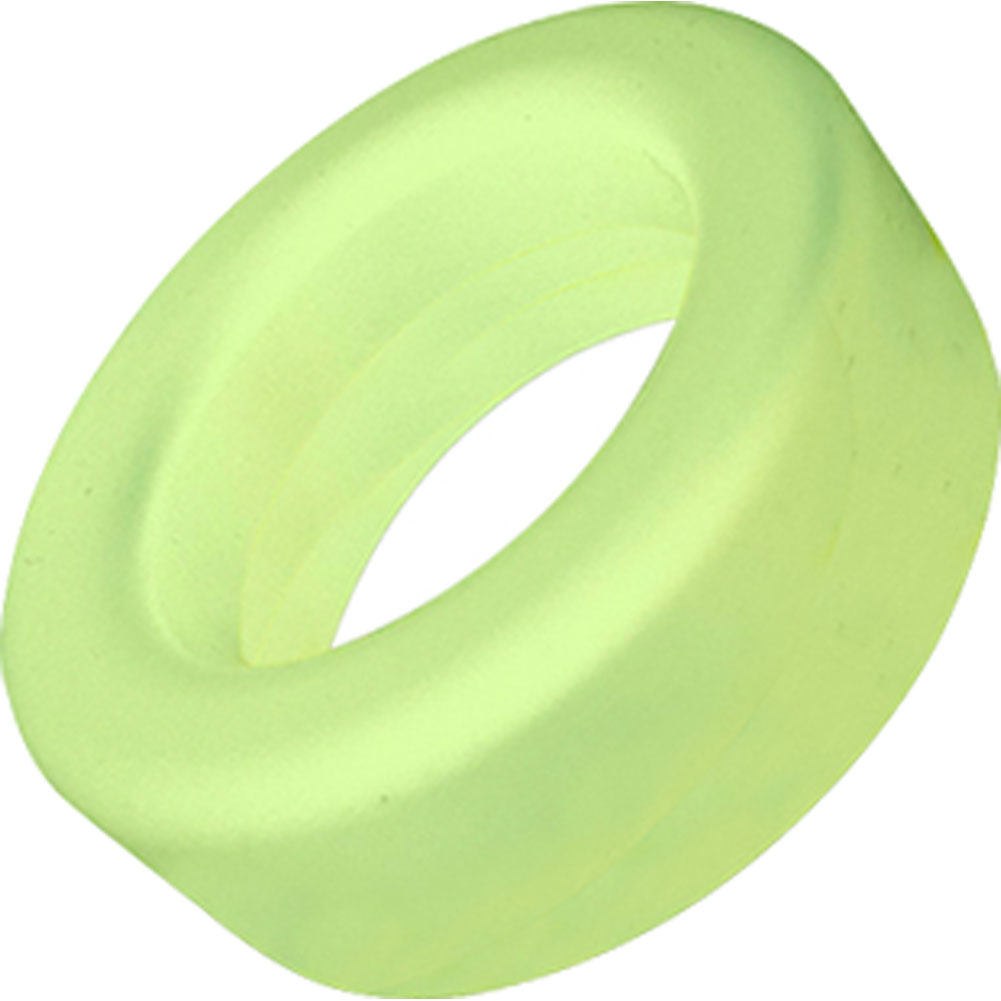 Rock Solid Glow Big O Ring Sila-Flex Penis Ring, Green - dearlady.us