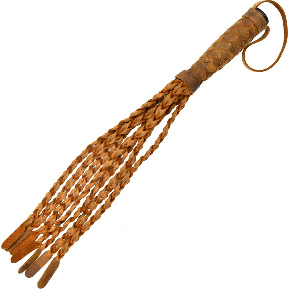 Ouch Braided 15" Tails with 6" Handle Italian Leather, 21", Brown ...