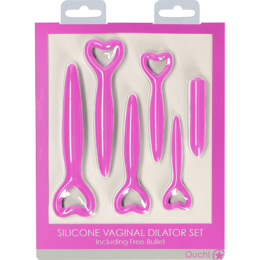 Ouch Vibrating Silicone Vaginal Dilator Set Up To 7 Pink
