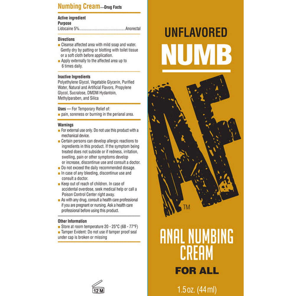 Numb AF Anal Desensitizer Gel, 1.5 fl.oz (44 mL), Unflavored - dearlady.us