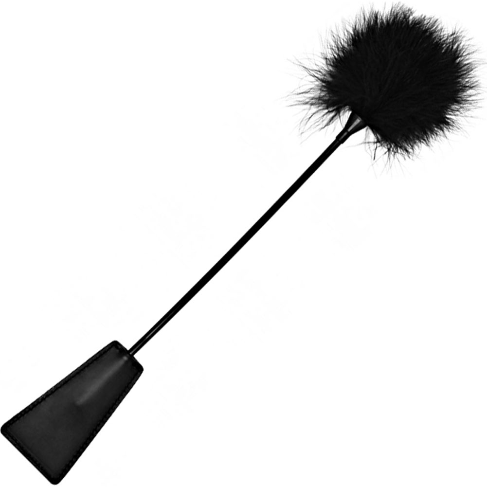 Ouch Black & White Crop with Feather Tickler, Black - dearlady.us