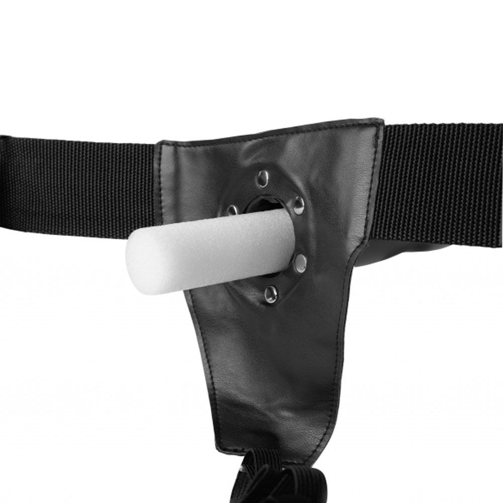 Ouch Ribbed Hollow Strap-On with Balls, 8", Metallic Blue - dearlady.us