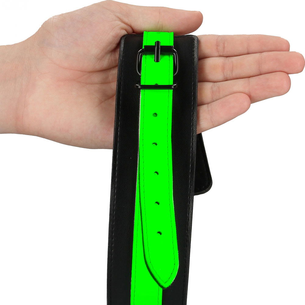 Ouch Glow in the Dark Bonded Leather Handcuffs, Neon Green - dearlady.us