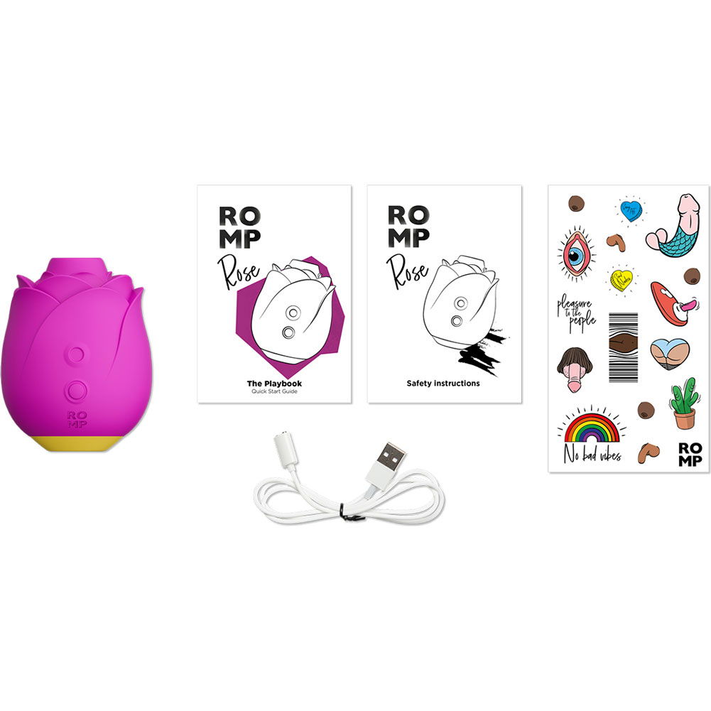 Romp Rose Rechargeable Silicone Pleasure Air Clitoral Vibrator, 3", Pink - dearlady.us