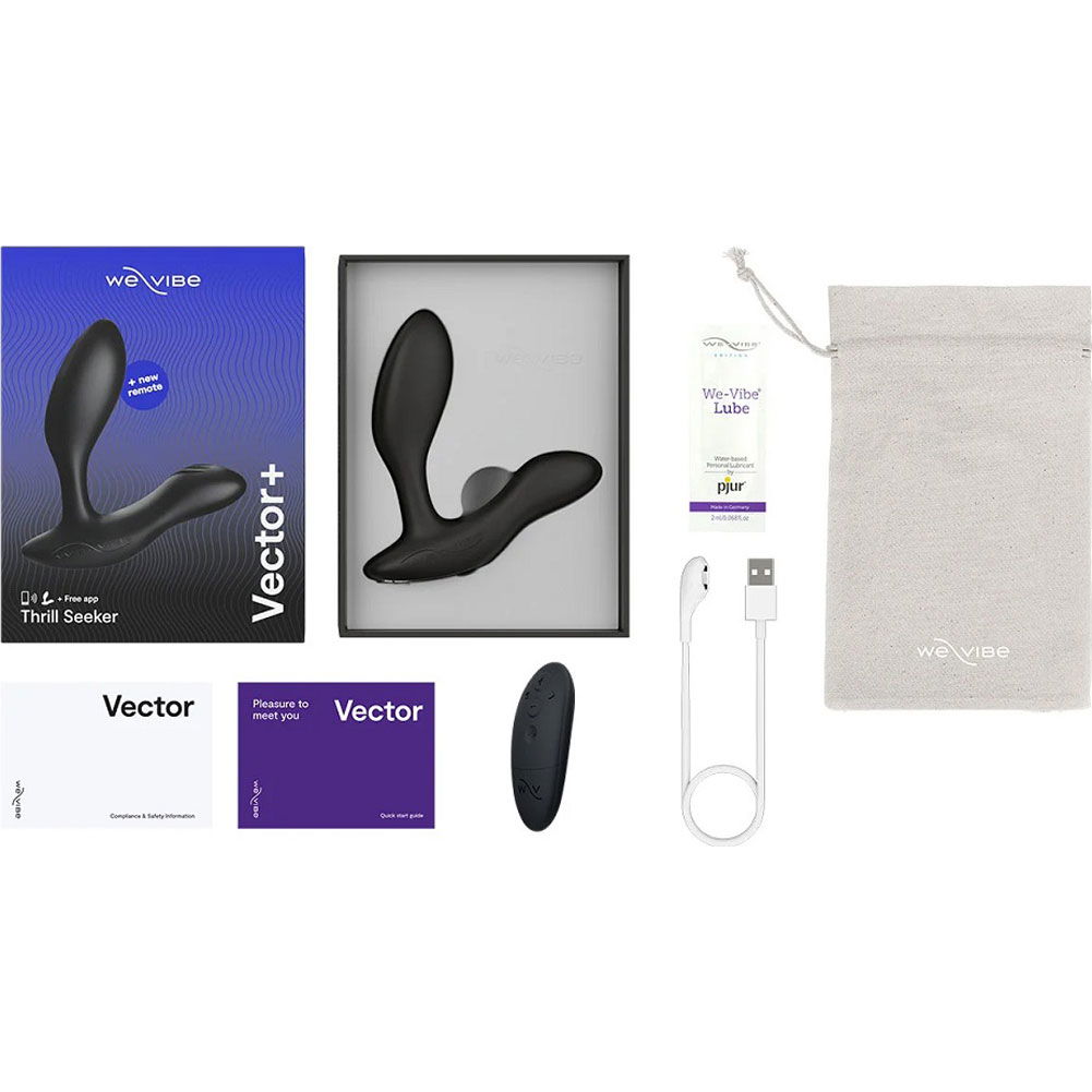 We-Vibe Vector Plus Smartphone App Controlled Prostate Massager, 4.17", Charcoal Black - dearlady.us