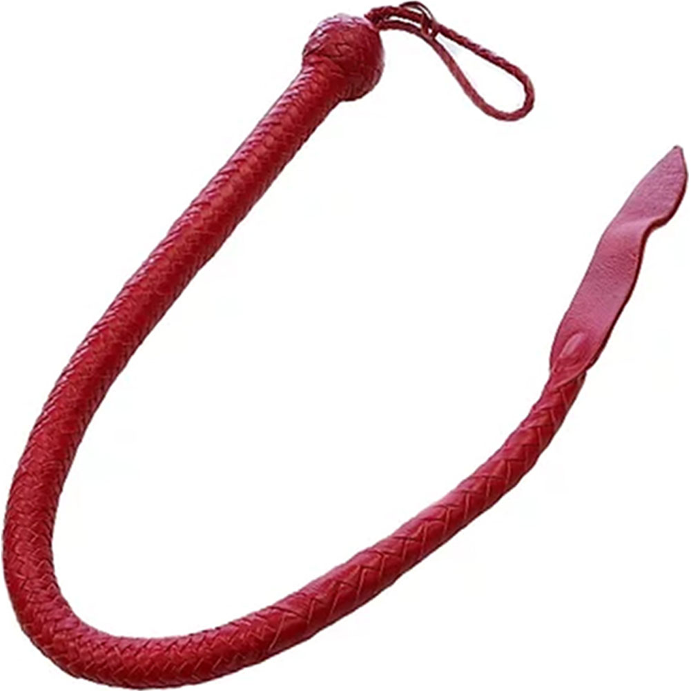 Rouge Devil Tail Leather Whip, 36", Red - dearlady.us
