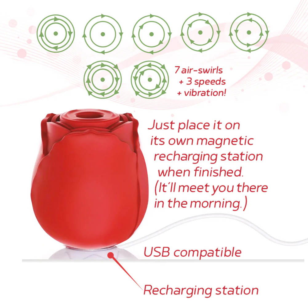 Wild Rose The Classic Suction Rechargeable Rose Stimulator, 3", Red ...